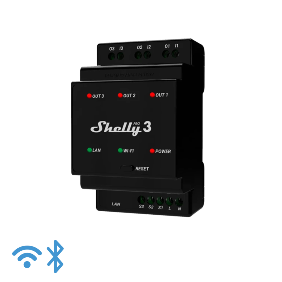 Releu inteligent Shelly Pro 3 - Smart Infra Shop Releu inteligent Shelly Pro 3 - Smart Infra Shop